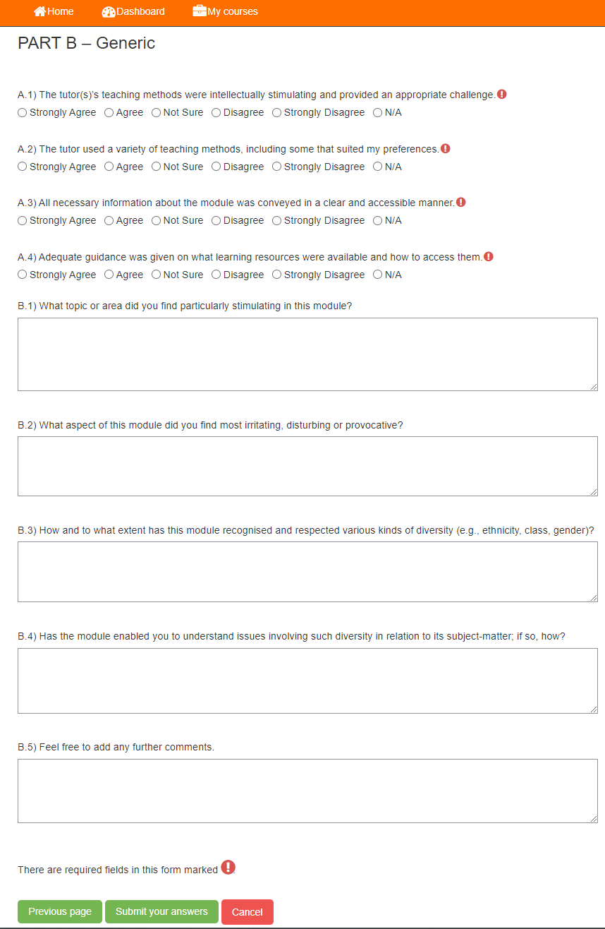 Teaching with Moodle : Module Feedback